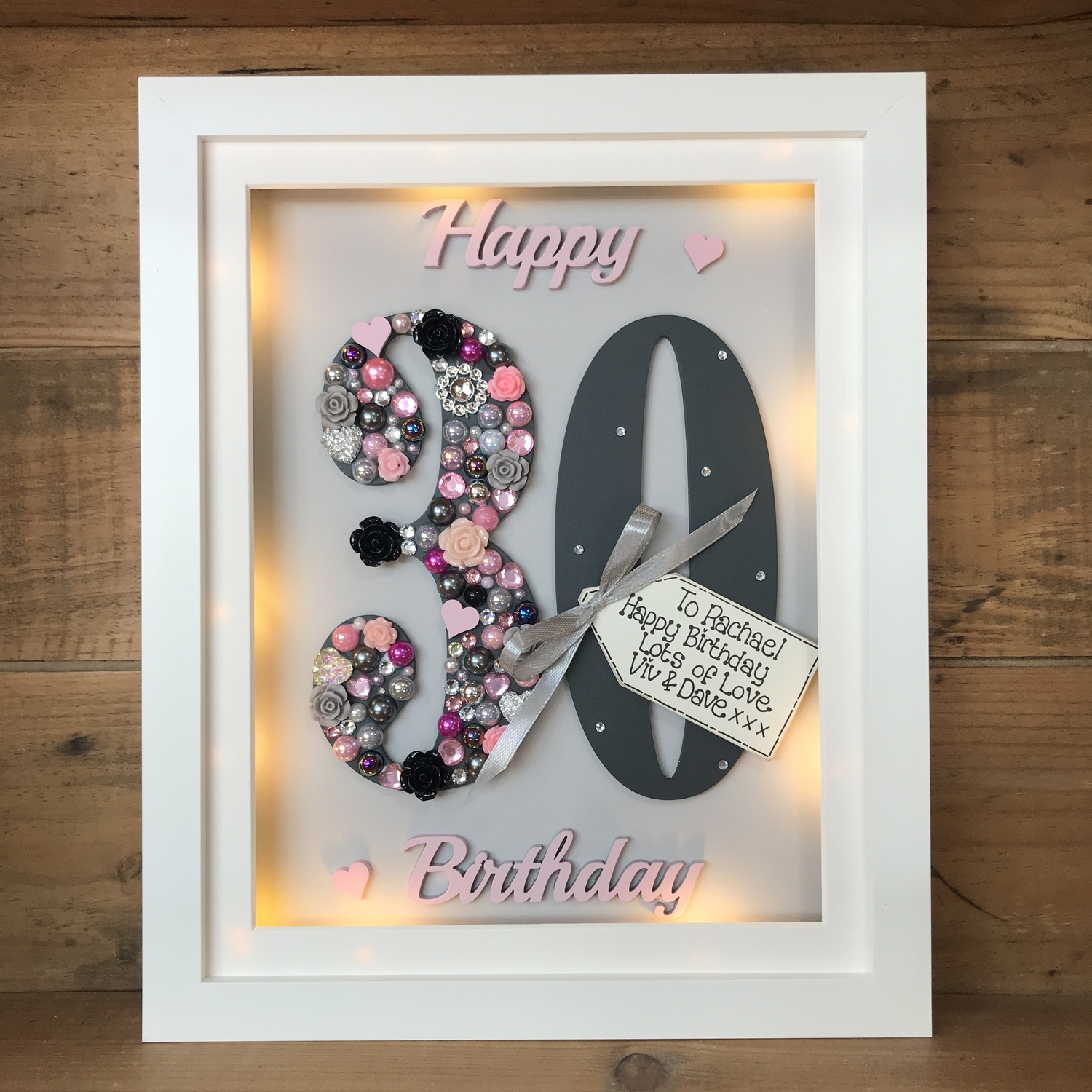 LED Happy 30 th birthday frame | Crafty Monkey | Unique Personalised ...