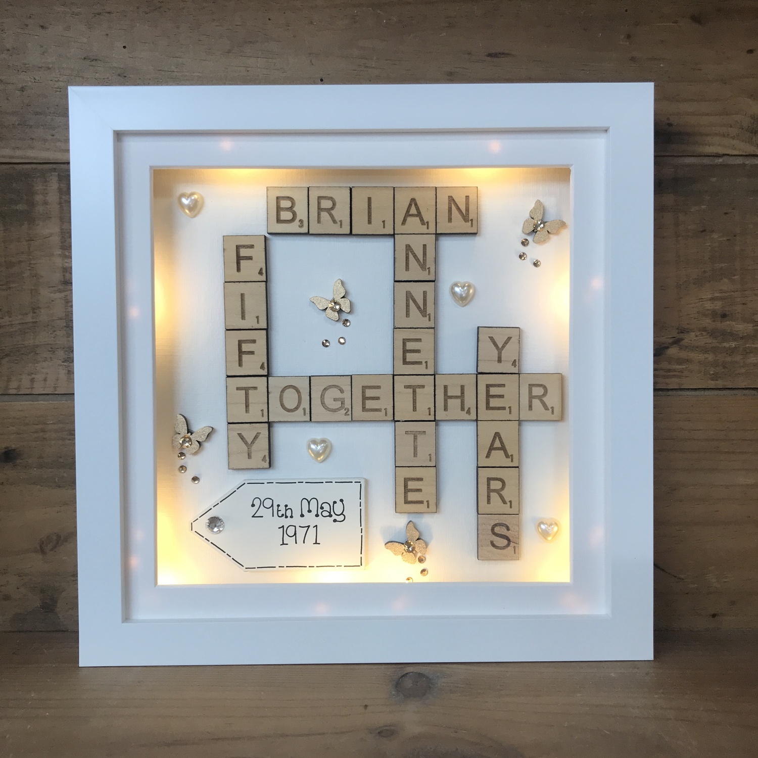 Golden wedding scrabble word art | Crafty Monkey | Unique Personalised ...