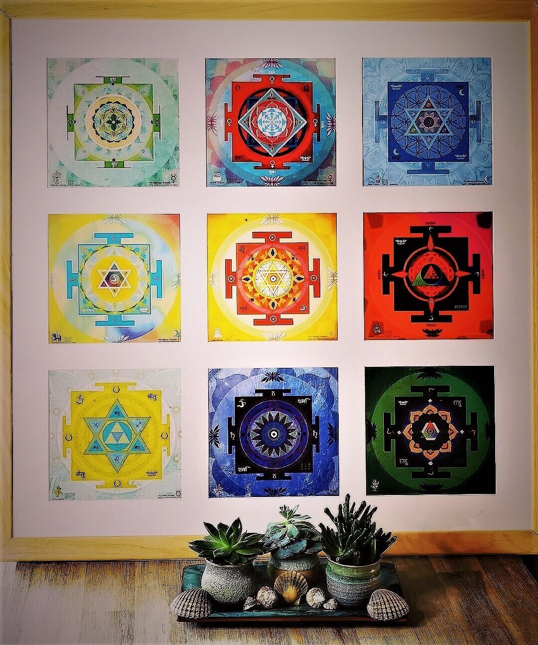 Navagraha Yantra - The Yantra of 9 Planets (in simple bare wood frame ...