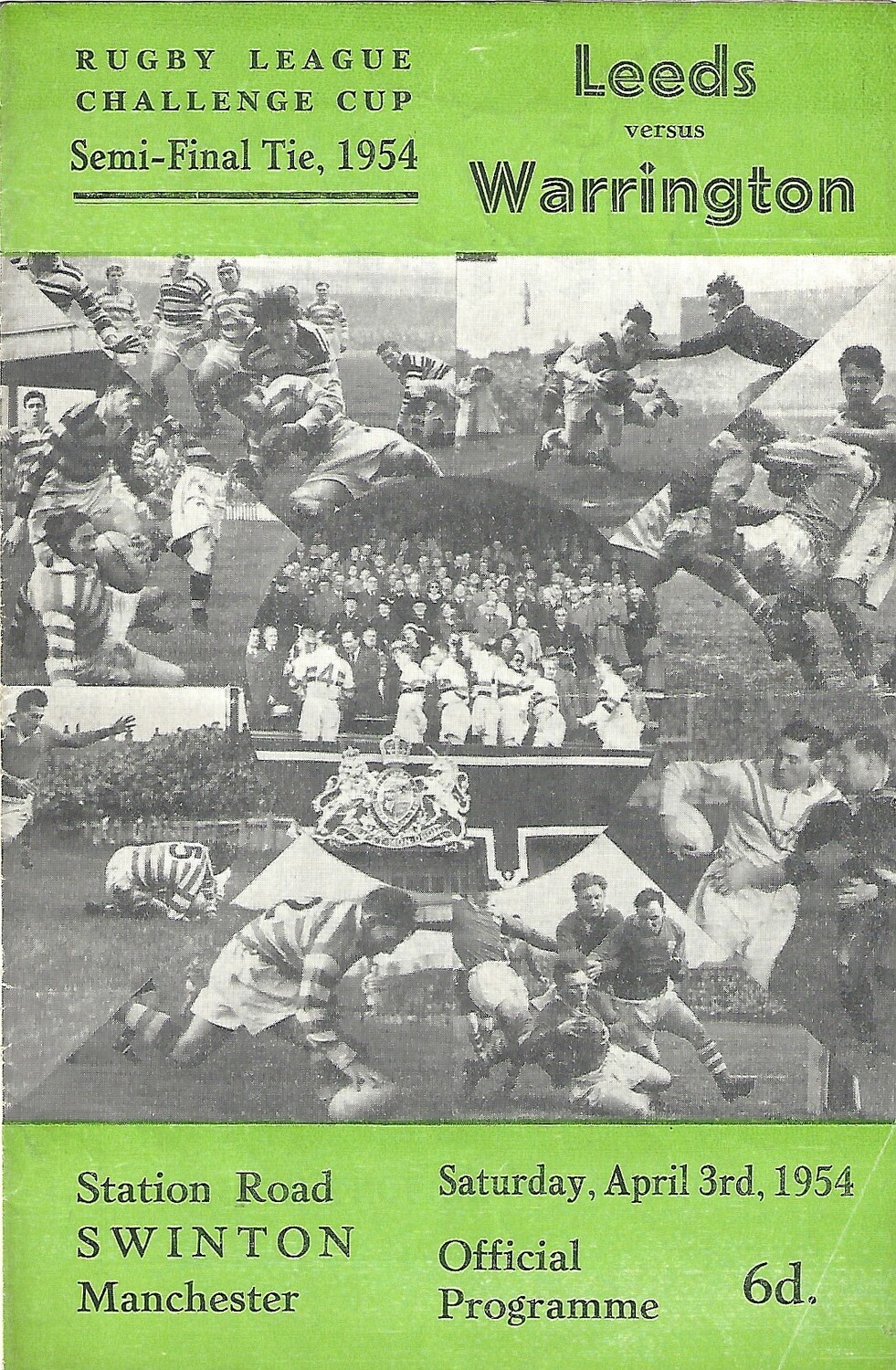 1954 Leeds v Warrington Rugby League Challenge Cup Semi Final Programme ...