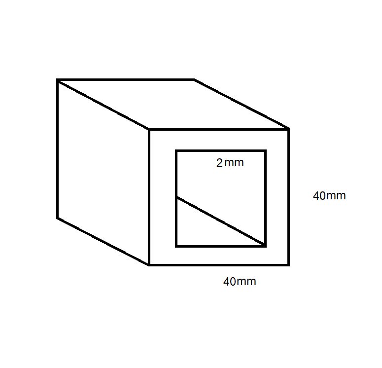 Aluminium Square Box Section- 40mm x 2mm- Length 4000mm | Aluminium ...