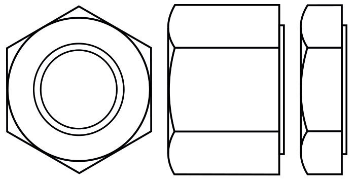 Internally threaded hex, square and round fasteners