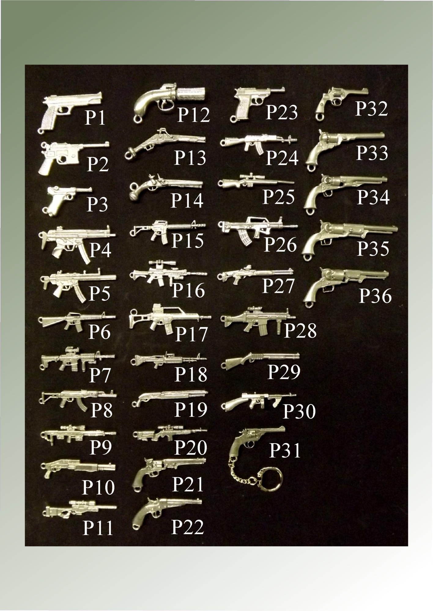 English Pewter Gun key Rings | TMB DESIGNS